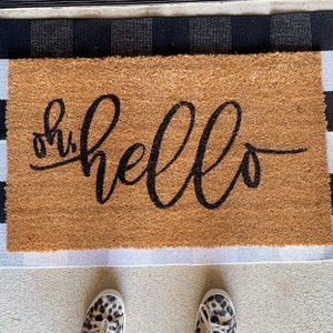 Oh Hello Doormat Hello Welcome Mat Housewarming Gift Cute | Etsy