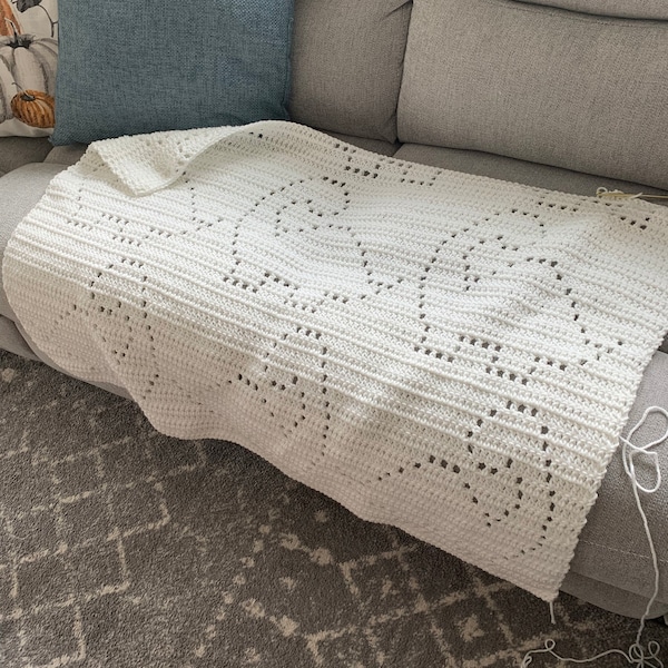 Littlefoot Blanket | Filet Crochet Blanket Pattern | Baby Blanket ...