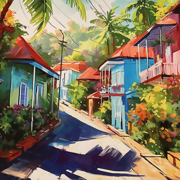 Trinidad Art Painting of Band Playing Carnival Music, Caribbean Gift ...