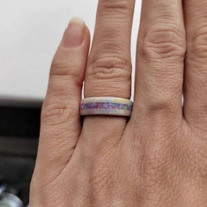 Unicorn Poop Ring With Opal Inlay 6mm Width Diamond Dust Ring ...