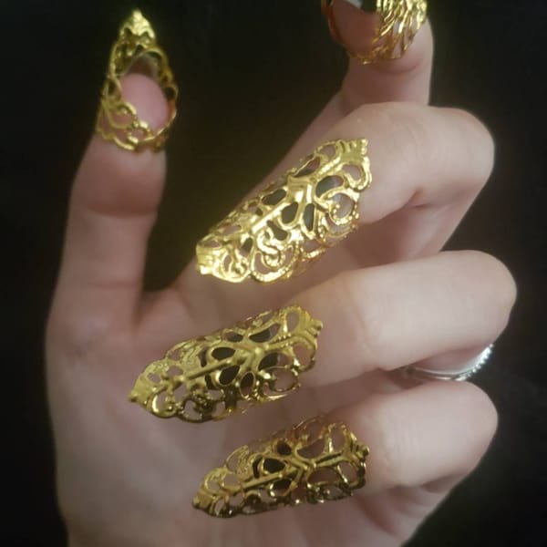 Small Golden Claw Rings,nail Guards,nail Tips,finger Tips,nail Jewelry ...