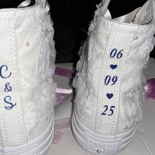 Luxury White Bridal Converse Bride, White Wedding Shoes for Bride ...