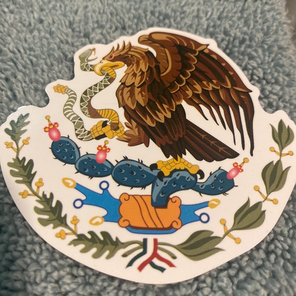Mexican Flag Coat of Arms Eagle With Snake Hawk Bird Sticker 3 Inch ...