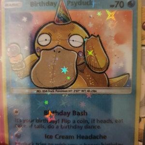 Birthday Psyduck Holographic Celebration Trading Card - Cute Gifts for ...