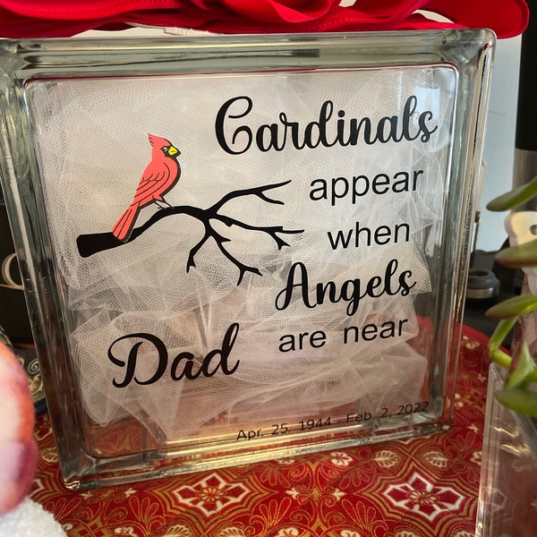 Personalized Memorial Glass Block With Fairy Lights: Sympathy Gift - Etsy