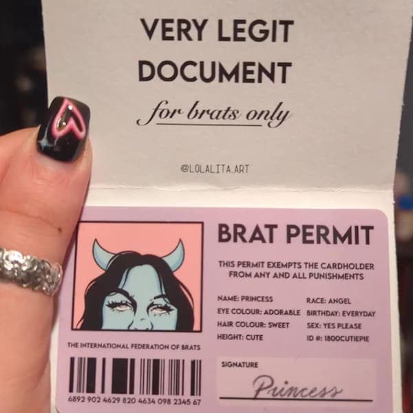 Brat Permit Card 3 X 2 X 0.03 Pastel - Etsy