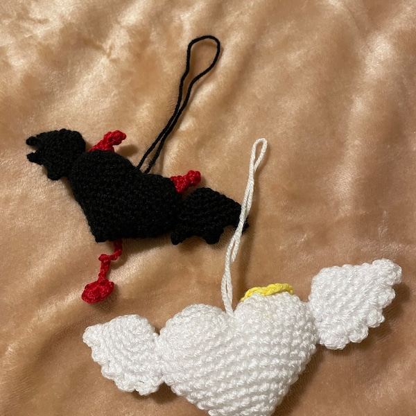 Keychains Devil&angel With Wings Crochet Heart Keychain Pattern ...