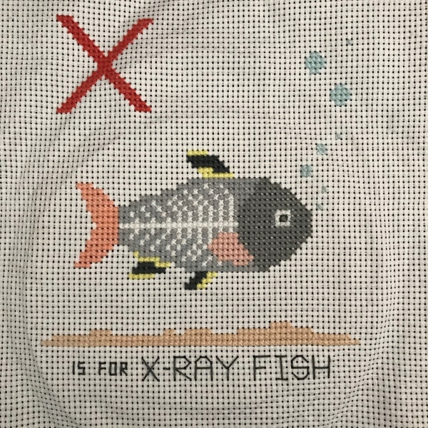 X-ray Fish, Modern Cross Stitch PATTERN, Alphabet Animalia - Etsy