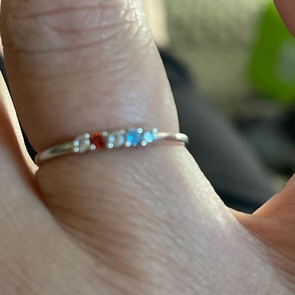 Dainty Birthstone Ring, Family Birthstone Rings, Personalized Gift for ...