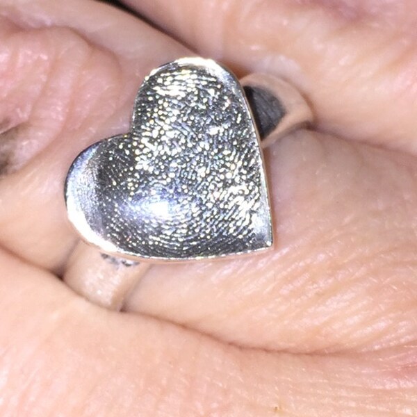 Heart Personalized Fingerprint Fine Silver Ring - Etsy