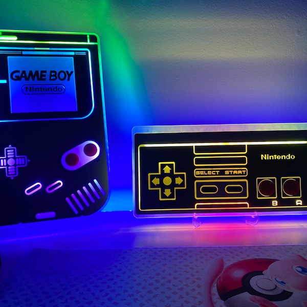 Retro Nes Controller Changing Color Light up Nintendo Neon Gameroom ...