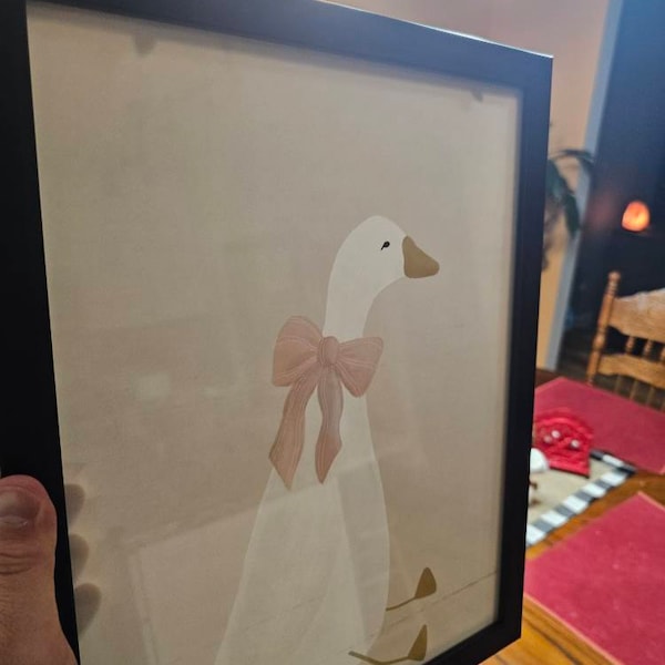 Silly Goose Wall Art Cute Goose Poster Beige Nursery Decor Farm Animal ...