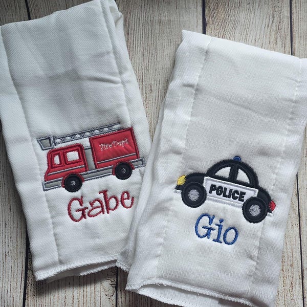 Set of 2 Personalized Baby Boy Bibs - Monogram Bib Set - Embroidered ...