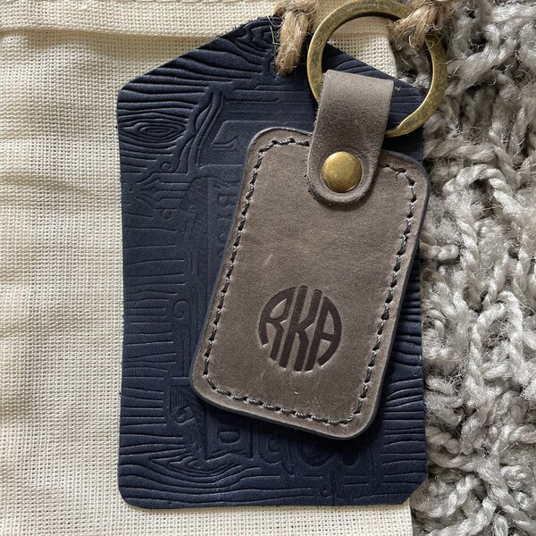 Personalized Leather Keychain, Leather Initial Keychain Personalized ...
