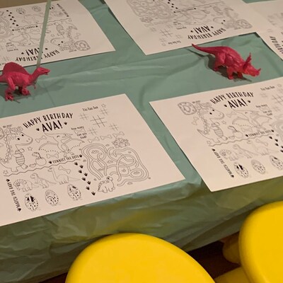 Dinosaur Coloring Placemat, Dino, Personalized, Digital File, Printable ...