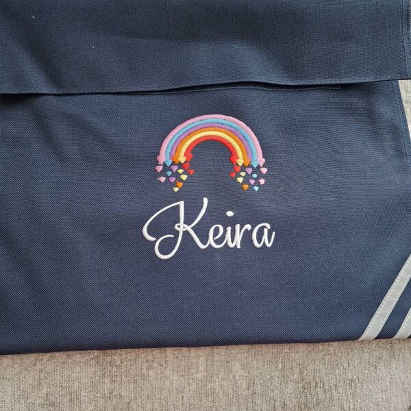 Personalised Kids Book Bag, Purple Rainbow Reading Book Bag ...