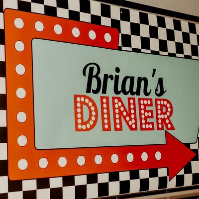 1950s Diner Party Sign 50s Birthday Party Poster Printable Sock Hop Soda Shop Backdrop ...