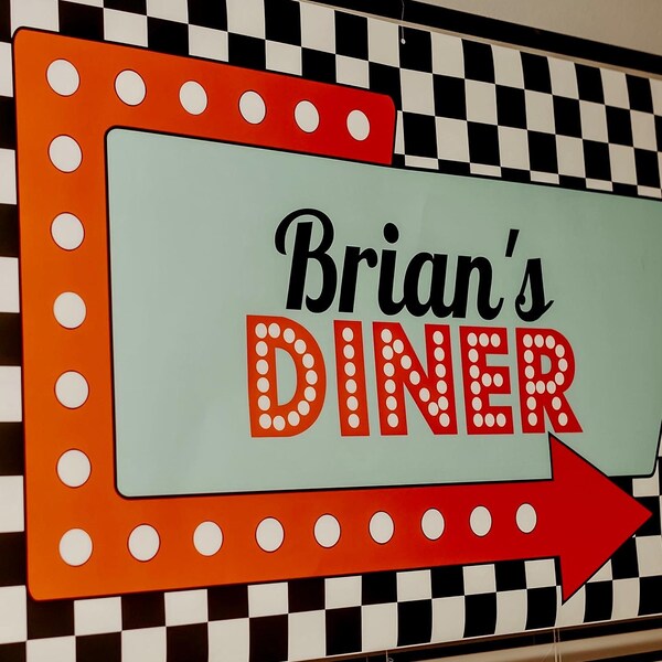 1950s Diner Party Sign - 50s Birthday Party Poster- Printable Sock Hop Soda Shop Backdrop ...