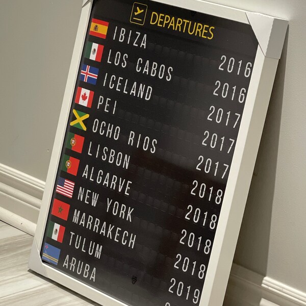Airport Flight Board With Flags, Printed Version - Frame Not Included ...