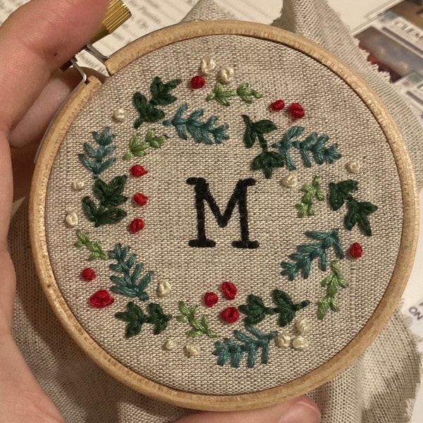Embroidery Kit Christmas Ornament, Monogram Letter Ornament ...