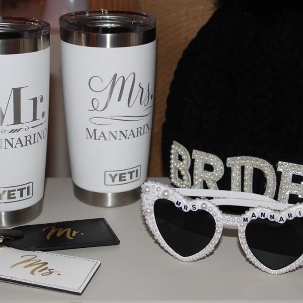 Bride and Groom Yeti or Polar Camel Tumbler, Mr and Mrs Personalized ...