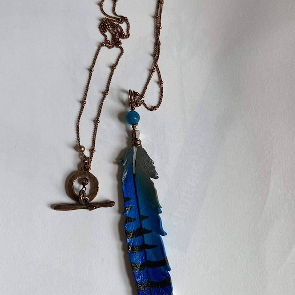 CUSTOM - 3-inch Leather Feather Pendant - Bird Feather Necklace - Etsy