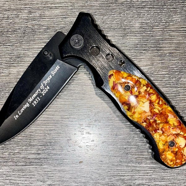 Funeral Flower Knife, Memorial Knife, Knife Made With Flower Petals ...