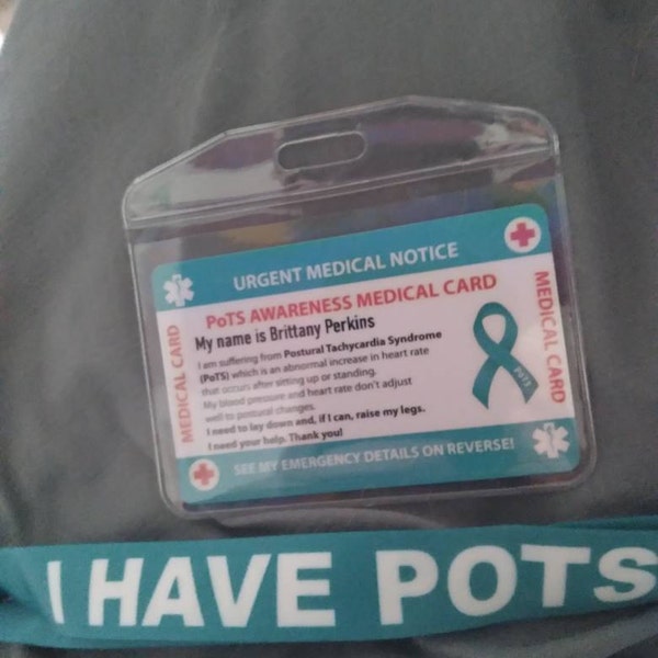 Pots Awareness Wallet Insert Medical Card - Invisible Disability ...