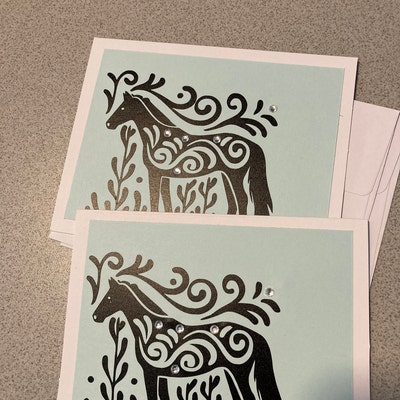 Artsy Pawing Horse hbd Card - Etsy