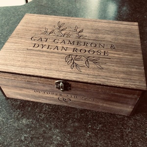 Custom Personalized Wooden Keepsake Box Wedding Card Box, Anniversary ...