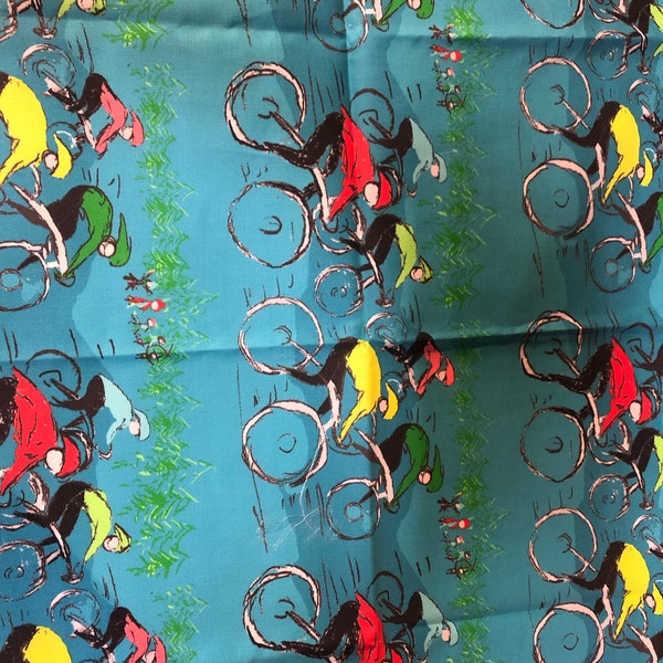 Cycling People Biking Races Fabric - Le Tour - Grey Gold by Booboo ...