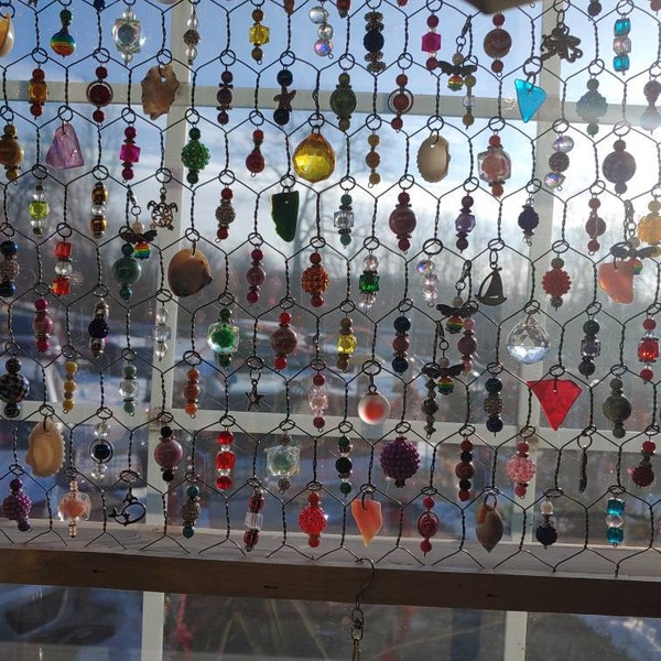 Chicken Wire, Suncatcher Window, Beach Glass, Seashells, Coral, Charms ...