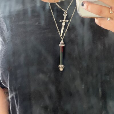 Bleeding Dagger Layered Stainless Steel Necklace Y2k Grunge Dagger ...