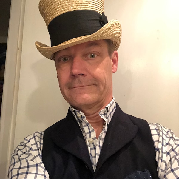 Straw Top Hat, Straw Topper Hat, Edwardian Straw Hat, Mad Hatter Hat ...