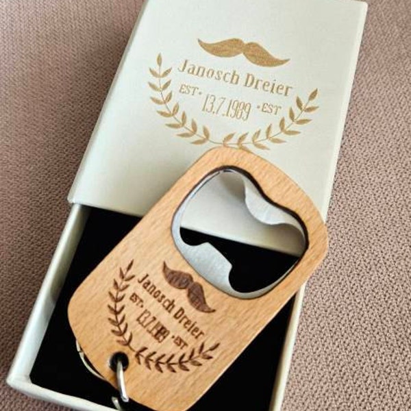 Engraved Wooden Keyring With Bottle Opener, Handcrafted Personalized ...