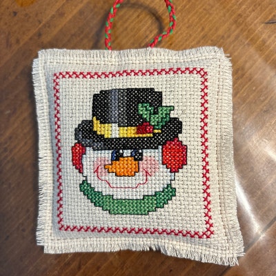 Cross Stitch Button Tree Ornament, Crafty Christmas Decoration, Folk ...