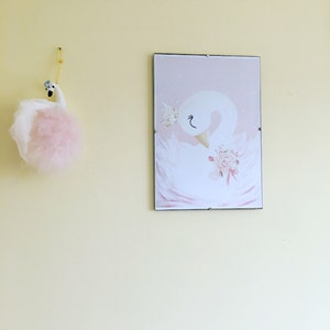 Swan Princess Print Downloadable Prints Pink Art Nursery Decor - Etsy