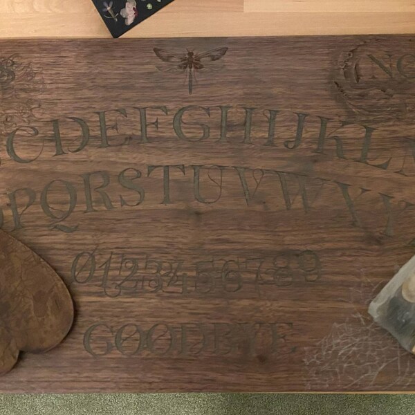 Spirit Board and Planchette: One-of-a-kind, Wood Engraved, Hand-painted ...