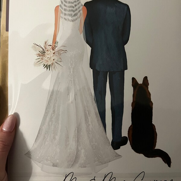 Personalised Wedding Print With Dog, Wedding Print Pets, Wedding Poster ...