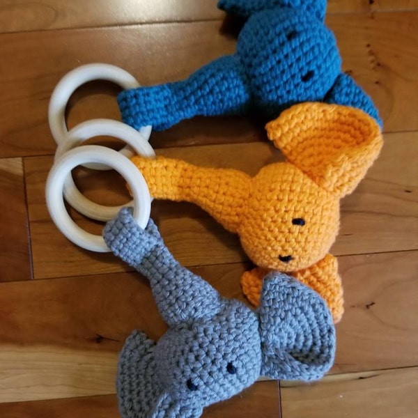 Crochet PATTERN ONLY PDF Download - Grey Crochet Elephant Teething Ring ...