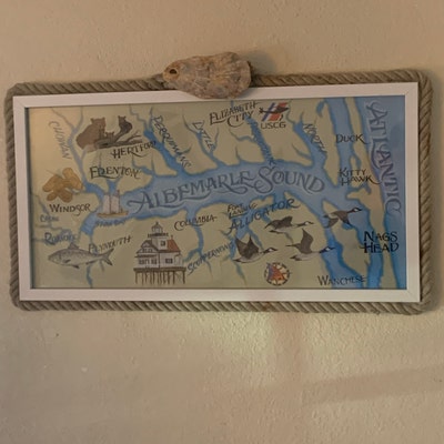 Virginia Eastern Shore Map Style Print Beach House Decor - Etsy