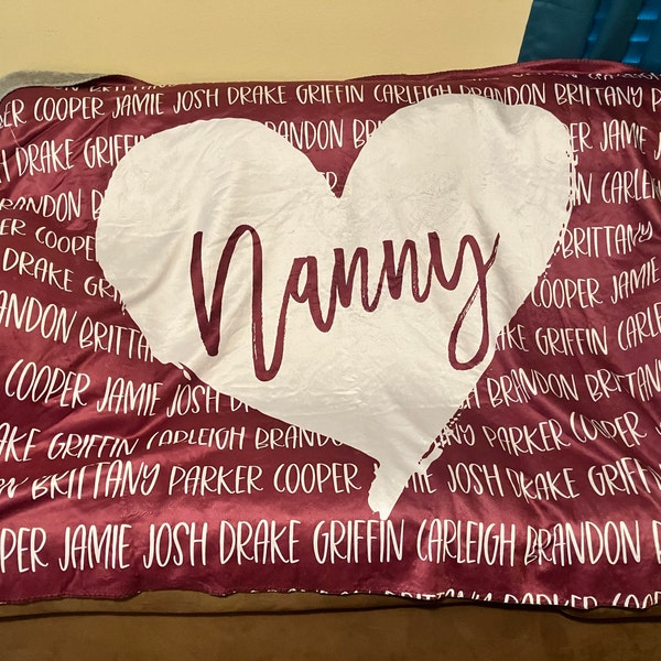 Personalized Grandparent Blanket, Personalized Nanny Blanket ...