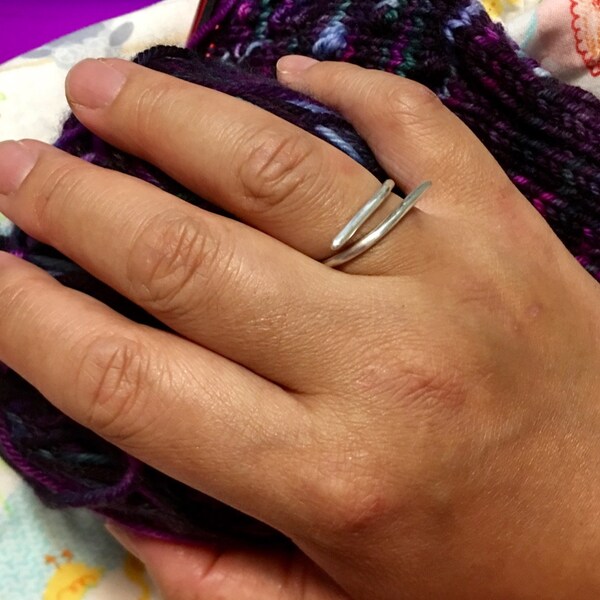 Worn Until Needed, Sterling Cable Needle Ring Knitting Needle Size Zero ...