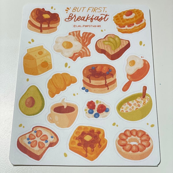Breakfast Sticker Sheet | Aesthetic Breakfast Stickers, Bullet Journal ...