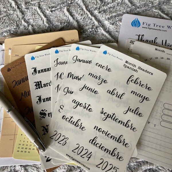 Month Header Planner Stickers in Spanish | Month Names Sticker, Kiss ...
