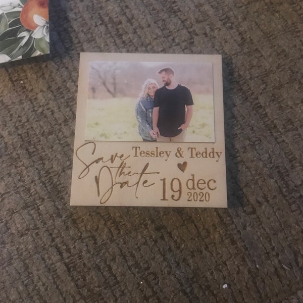 Save the Date With Photo, Personalized Wooden Gift Fridge Magnets ...