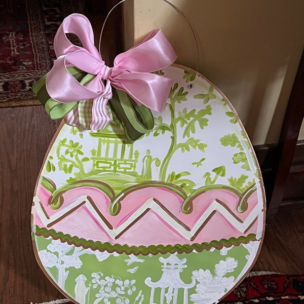 Pink and Green Lilly Preppy Easter Egg Chinoiserie Egg, With ...