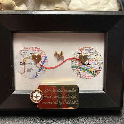 Long Distance Gift, Two Maps in One, Custom Map Gift, Maps in Frame ...