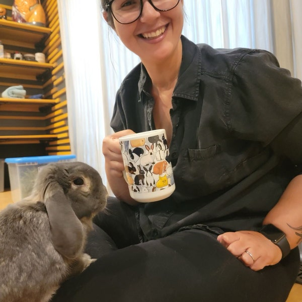 Rabbit Coffee Mug, Cute Bunny Gift, Pet Rabbit Lover, Gift for Her, Him ...