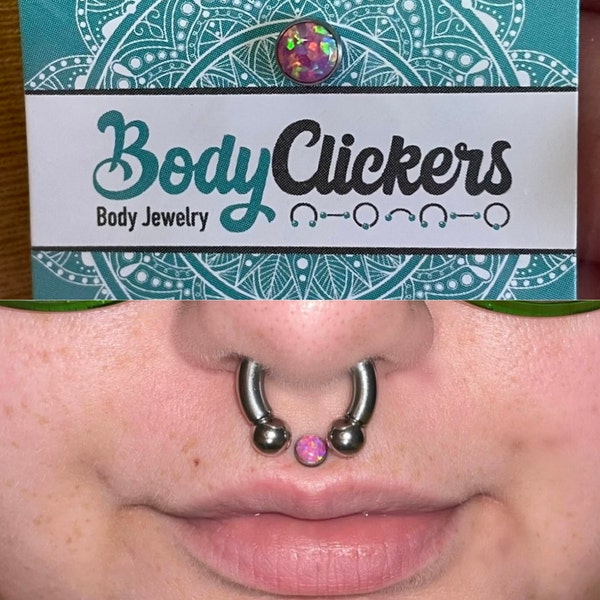 16G Implant Grade Titanium Internally Threaded Flat Tops Lab Fire Opal ...